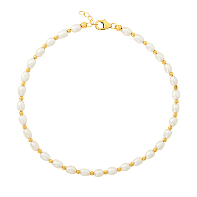Rice Pearl Gold Pattern Anklet – Karen Lazar Design