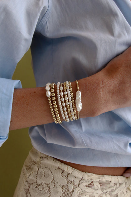 3MM Signature Bracelet with 3 White Pearl Pattern – Karen Lazar Design